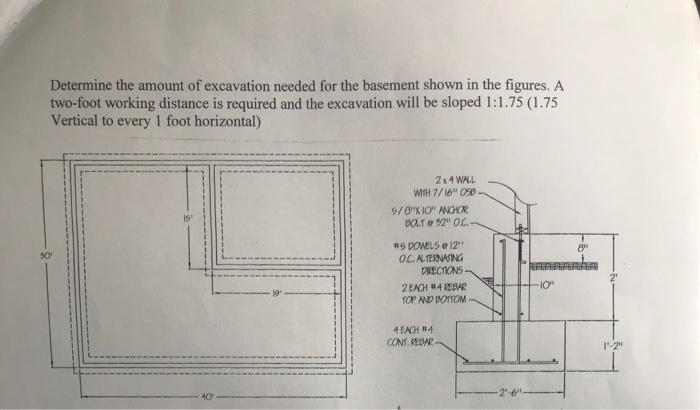 Solved Determine the amount of excavation needed for the | Chegg.com