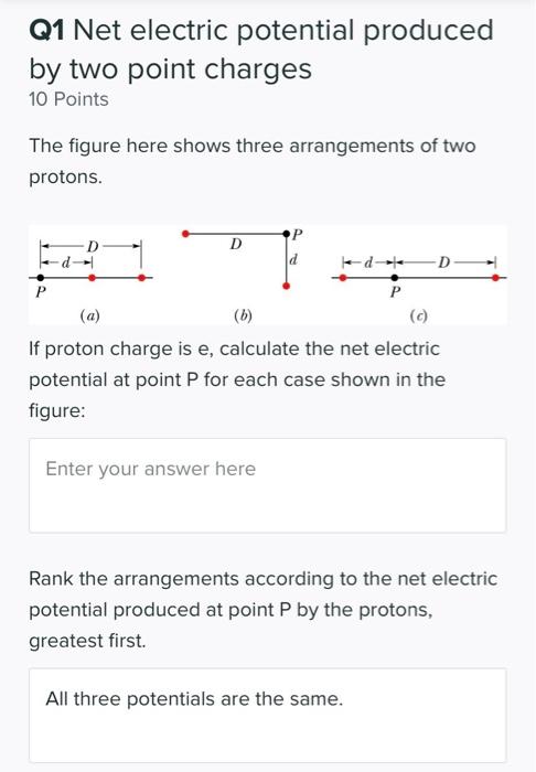 Solved Q1 Net electric potential produced by two point | Chegg.com