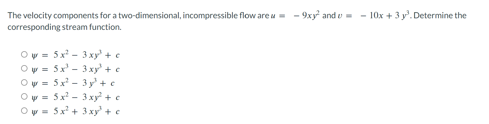Solved The velocity components for a two-dimensional, | Chegg.com