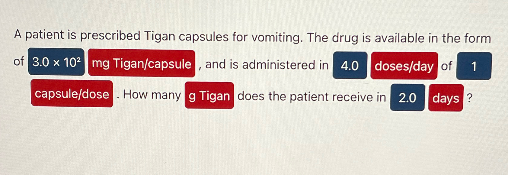 Solved A patient is prescribed Tigan capsules for vomiting. | Chegg.com