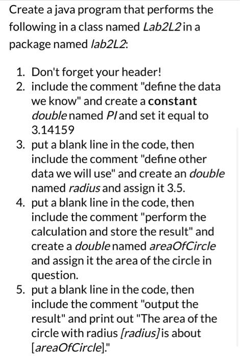 Solved double named P/ and set it equal to 3.14159 3. put a | Chegg.com