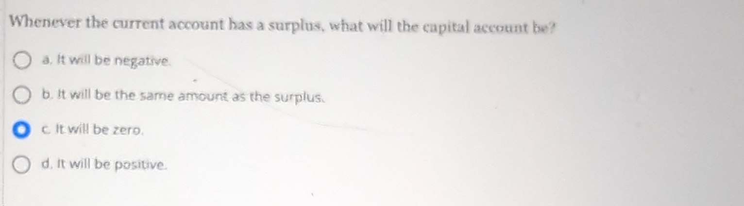 Solved Whenever the current account has a surplus, what will | Chegg.com