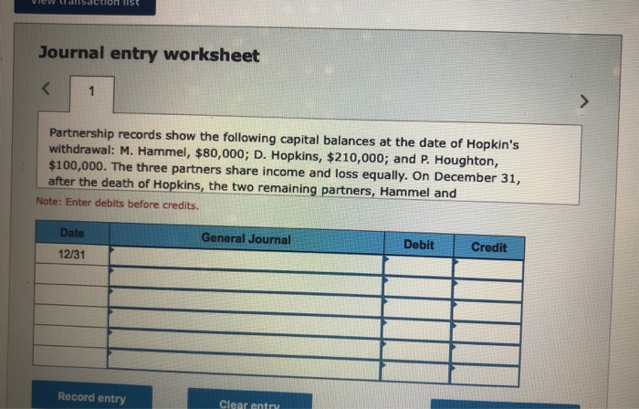 Solved Journal entry worksheet