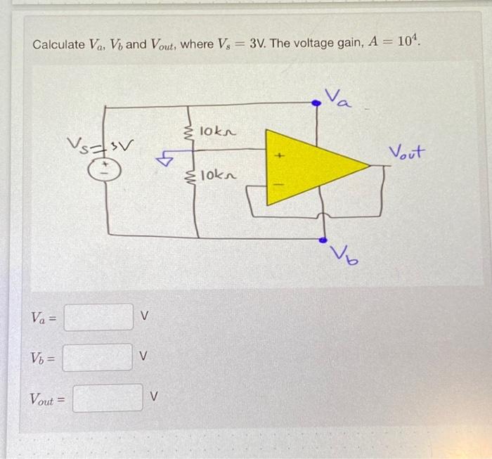 Solved Calculate Va, Vi and Vout, where Vs = 3V. The voltage | Chegg.com