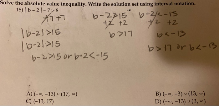 Solved Solve the absolute value inequality. Write the | Chegg.com