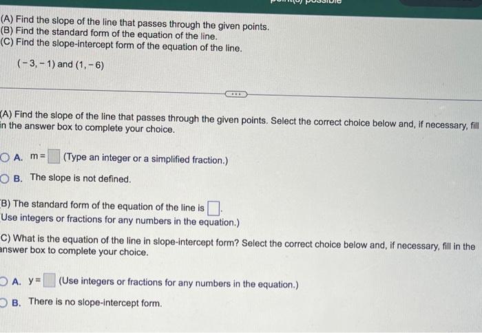 Solved (A) Find the slope of the line that passes through | Chegg.com