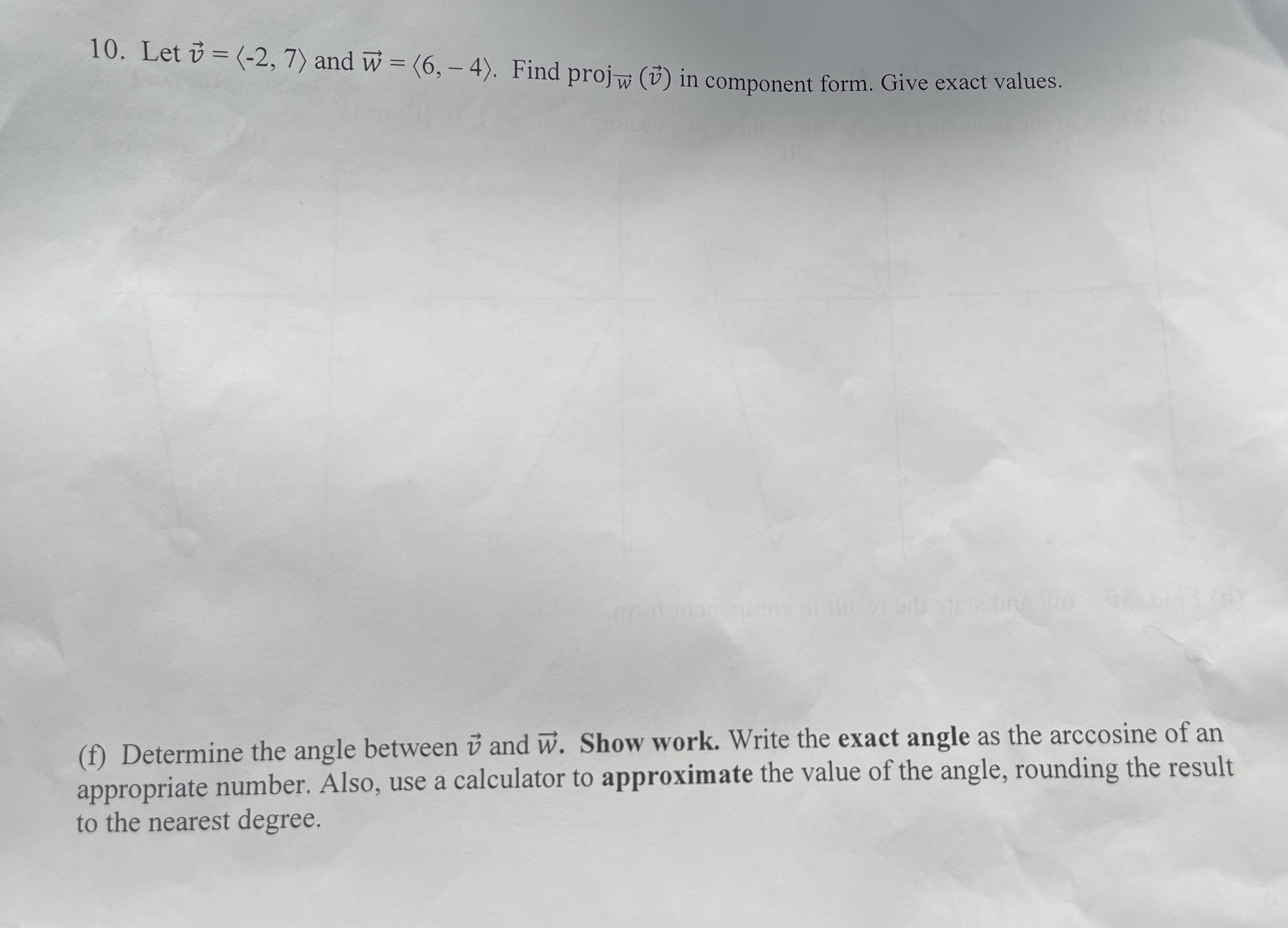 Solved Let vec(v)=(:-2,7:) ﻿and vec(w)=(:6,-4:). ﻿Find | Chegg.com