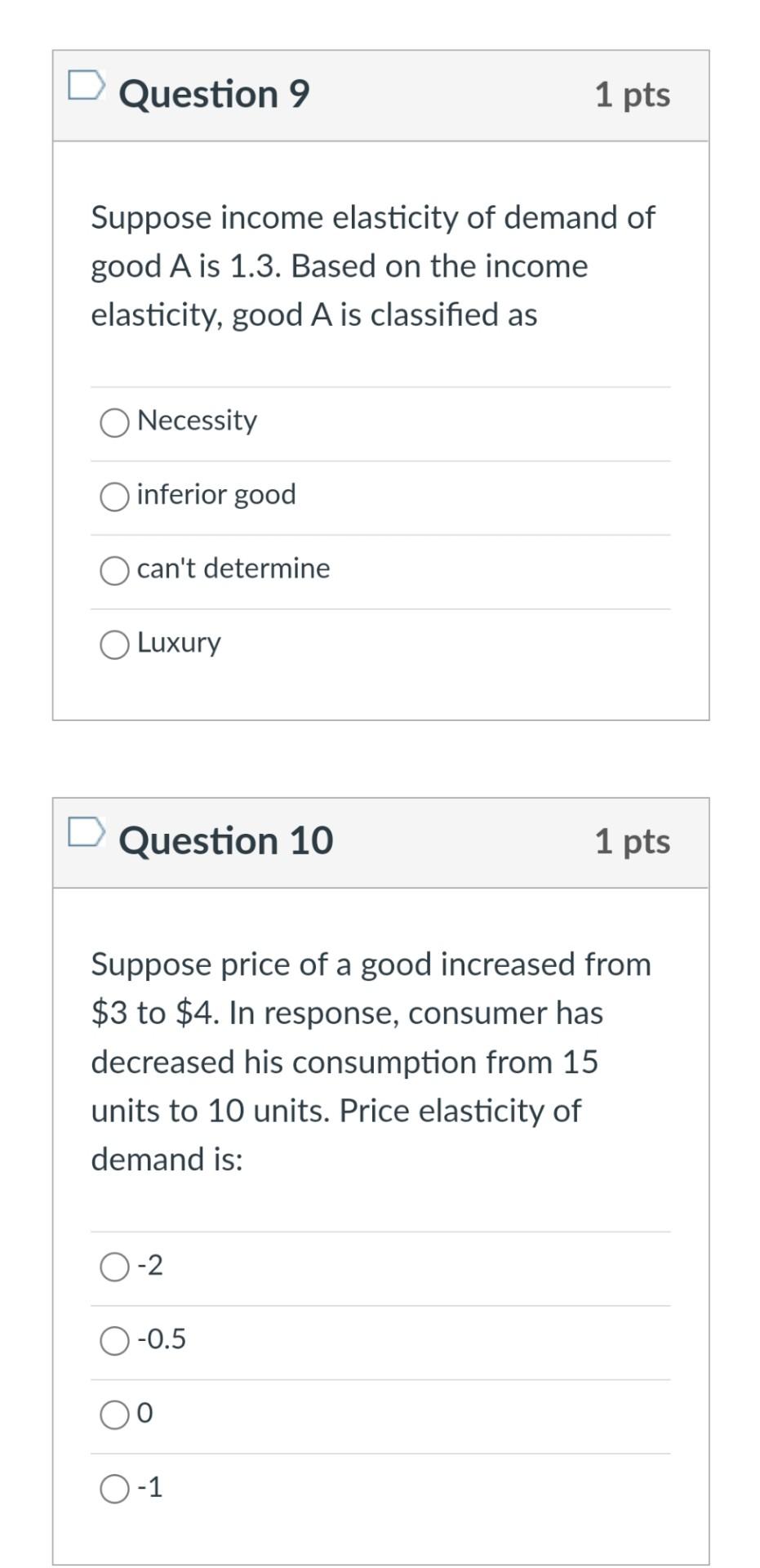 Solved Question 1 1 pts Suppose cross price elasticity of | Chegg.com