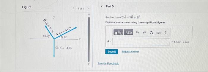 Solved the direction of 2A−3B+2C Express your answer using | Chegg.com