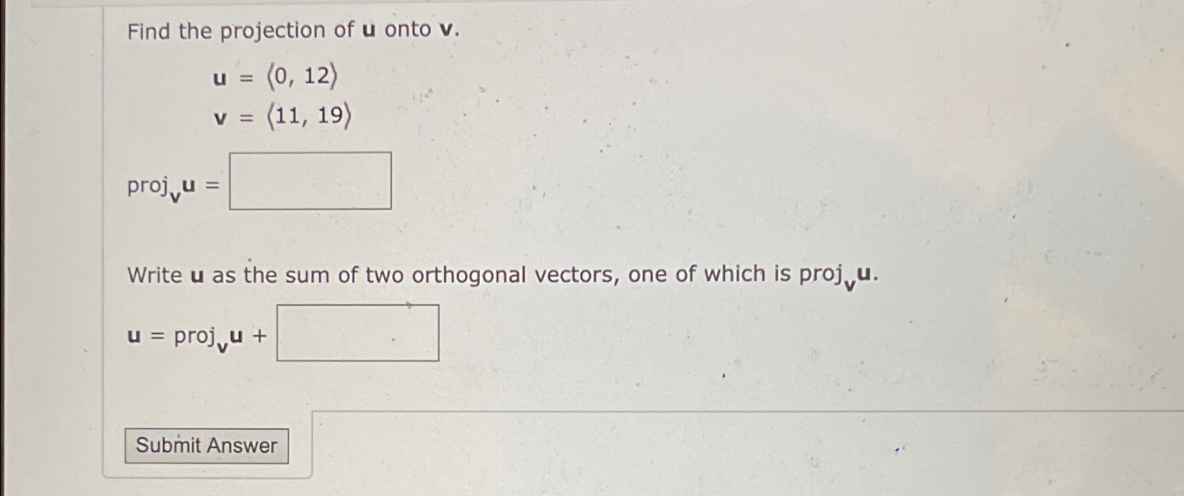 Solved Find the projection of u ﻿onto | Chegg.com