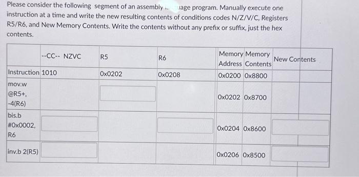 Solved Please consider the following segment of an assembly | Chegg.com