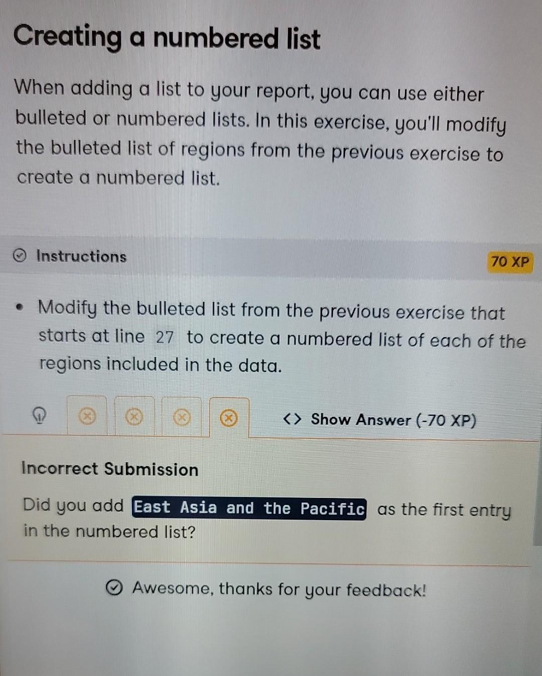 Solved Creating A Numbered List When Adding A List To Your 2112