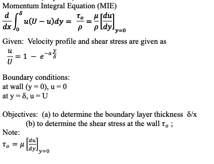 Solved Momentum Integral Equation | Chegg.com