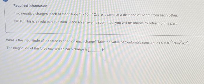 Solved Required information Two negative charges, each of | Chegg.com