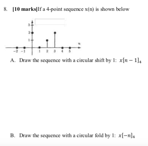 Solved [10 ﻿marks]If a 4-point sequence x(n) ﻿is shown | Chegg.com