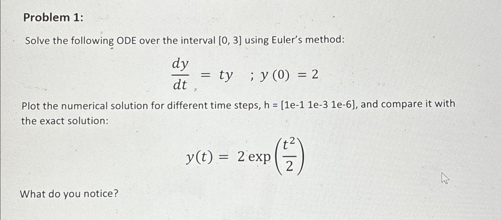 Solved Problem 1:Solve the following ODE over the interval | Chegg.com
