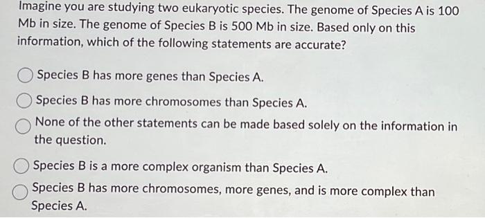 Solved Imagine you are studying two eukaryotic species. The | Chegg.com