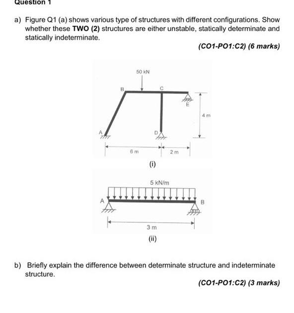 Solved a) Figure Q1 (a) shows various type of structures | Chegg.com
