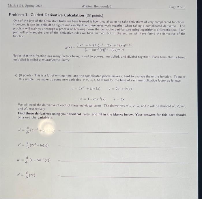 Solved Troblem 1: Guided Derivative Calculation (38 points) | Chegg.com