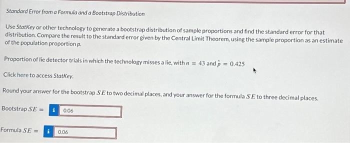 Solved Standard Error From A Formula And A Bootstrap