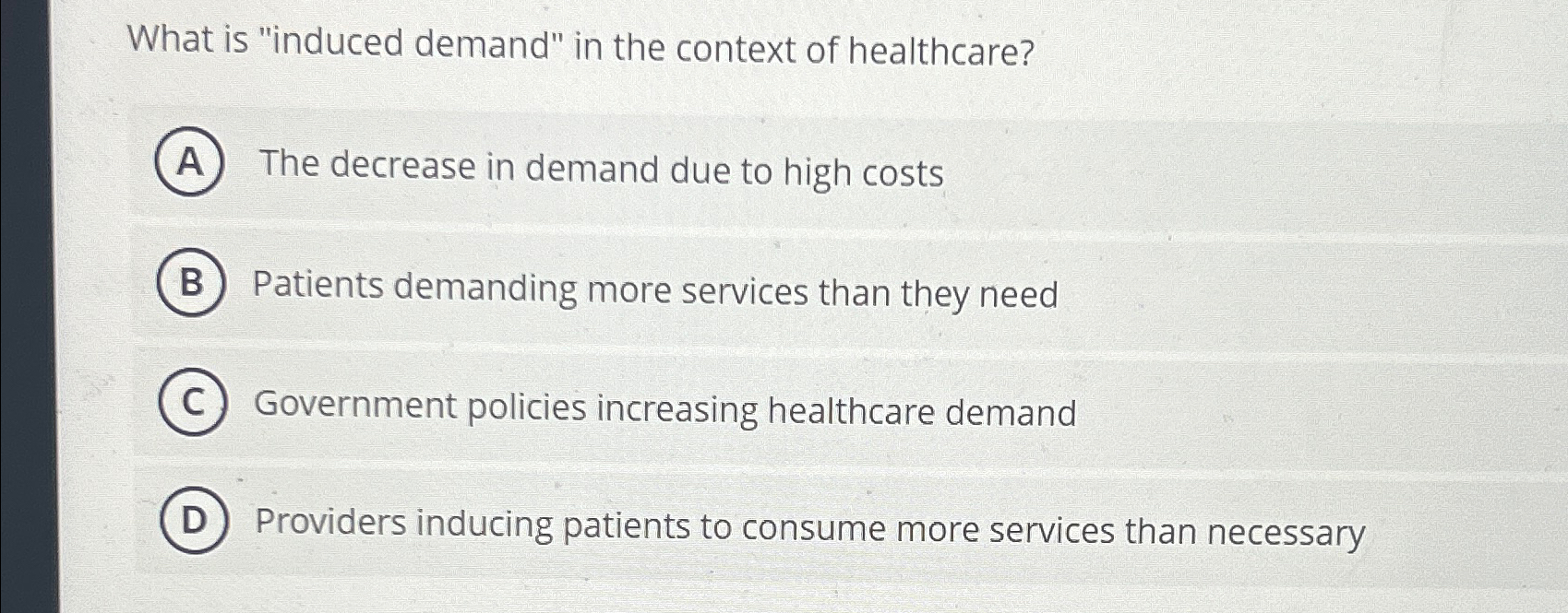 Solved What is "induced demand" in the context of | Chegg.com