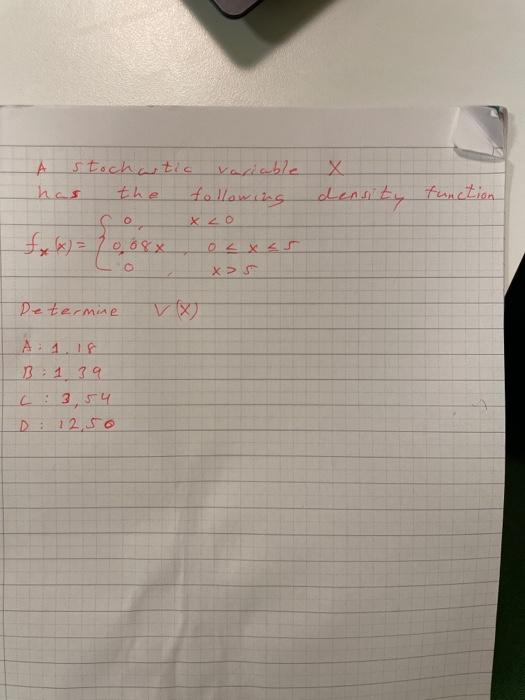 Solved X Х A A Stochastic Variable Has The Following Density