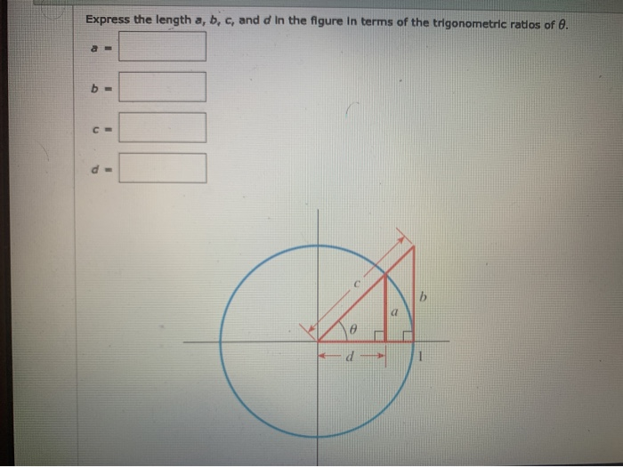 Solved Express the length a, b, c, and d in the figure in | Chegg.com