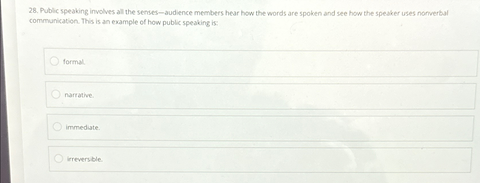 Solved Public speaking involves all the senses-audience | Chegg.com
