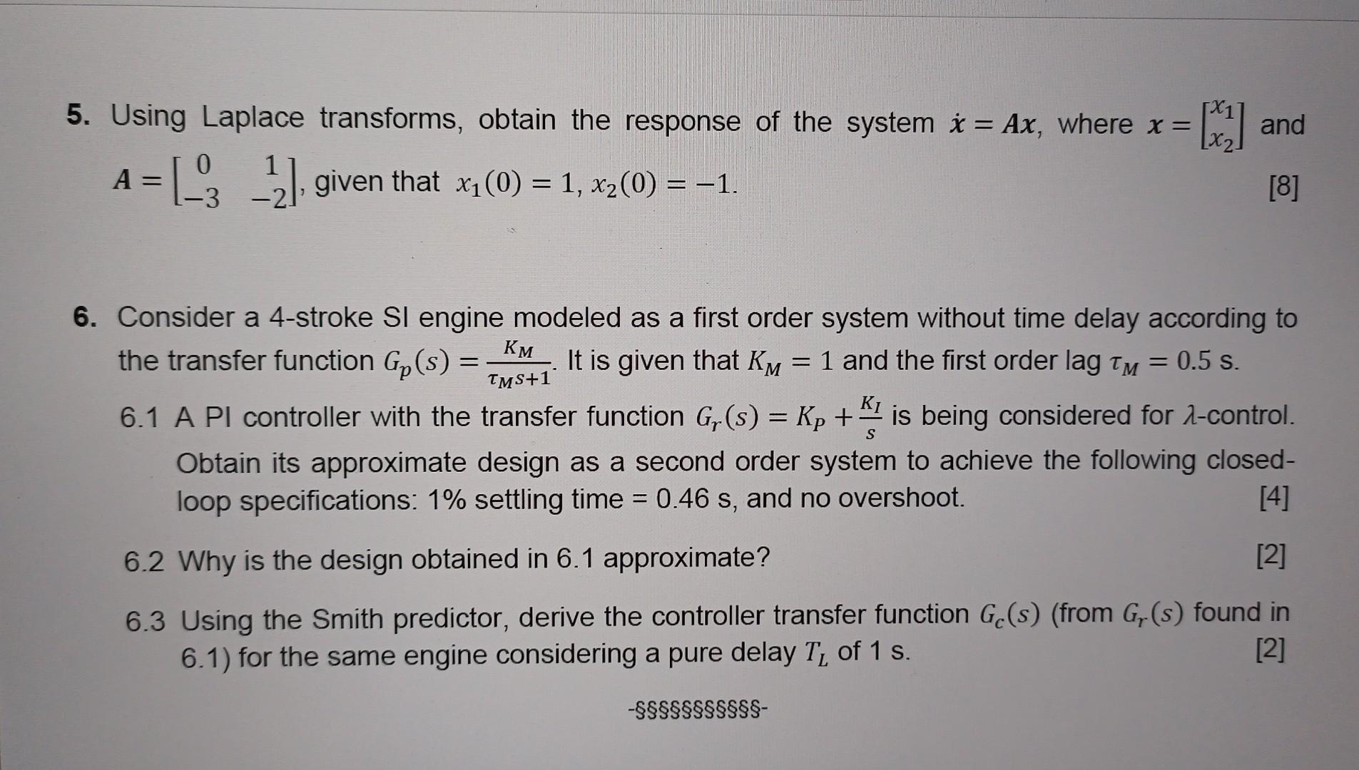 Solved 5. Using Laplace transforms, obtain the response of | Chegg.com