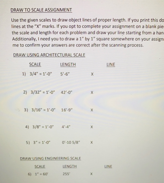 Solved DRAW TO SCALE ASSIGNMENT Use the given scales to draw | Chegg.com