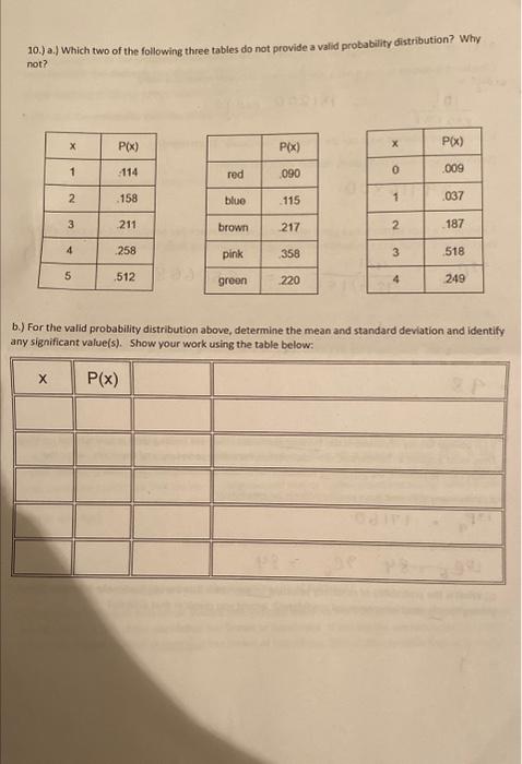 Solved 10.) a.) Which two of the following three tables do | Chegg.com
