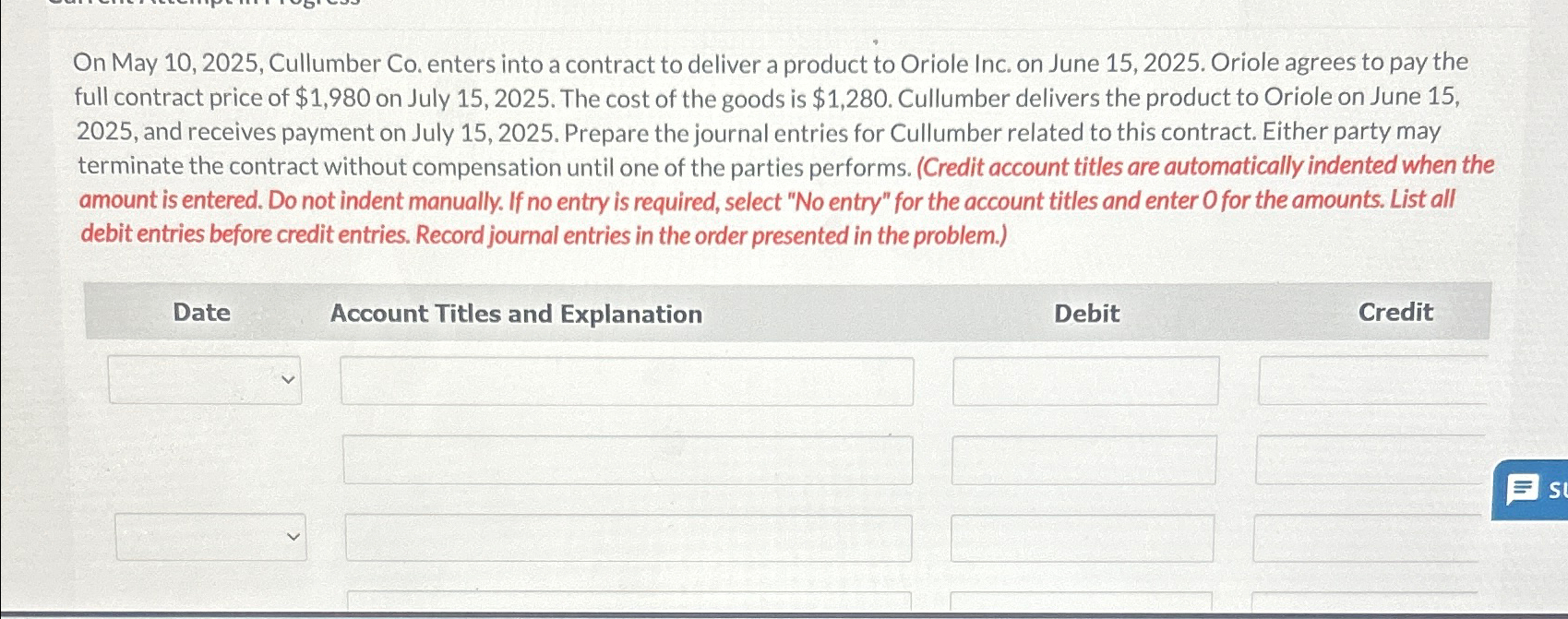 Solved On May 10, 2025, ﻿Cullumber Co. ﻿enters into a | Chegg.com