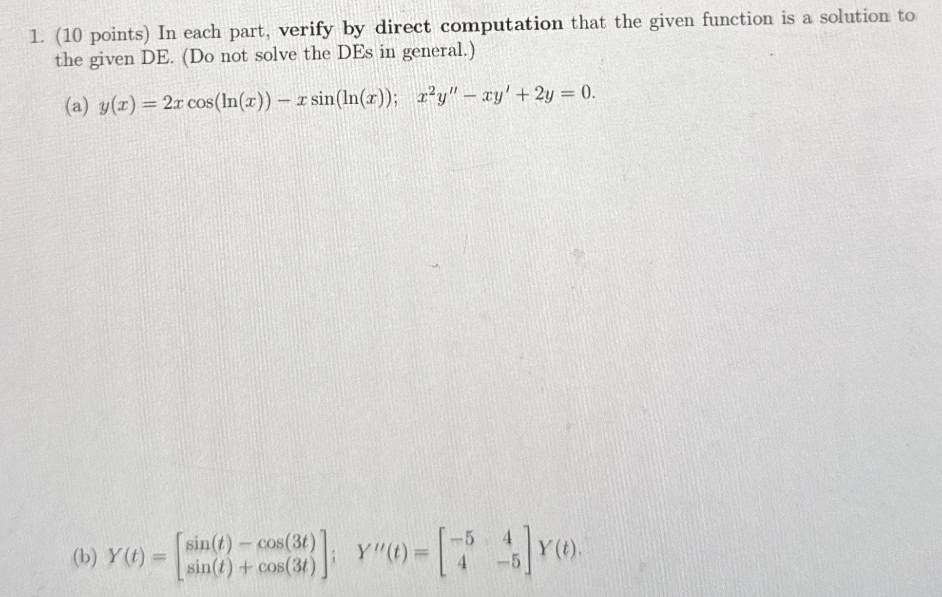 Solved In each part, verify by direct computation that the | Chegg.com