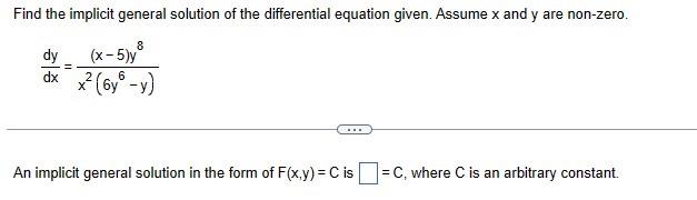 Solved Find the implicit general solution of the | Chegg.com