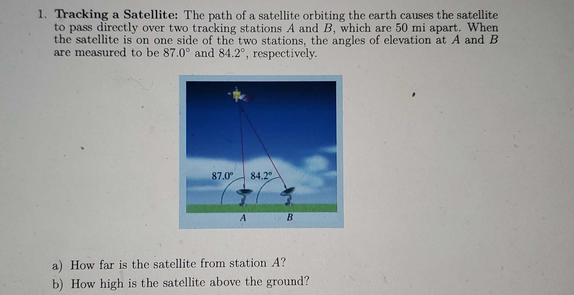 Solved Tracking a Satellite: The path of a satellite | Chegg.com