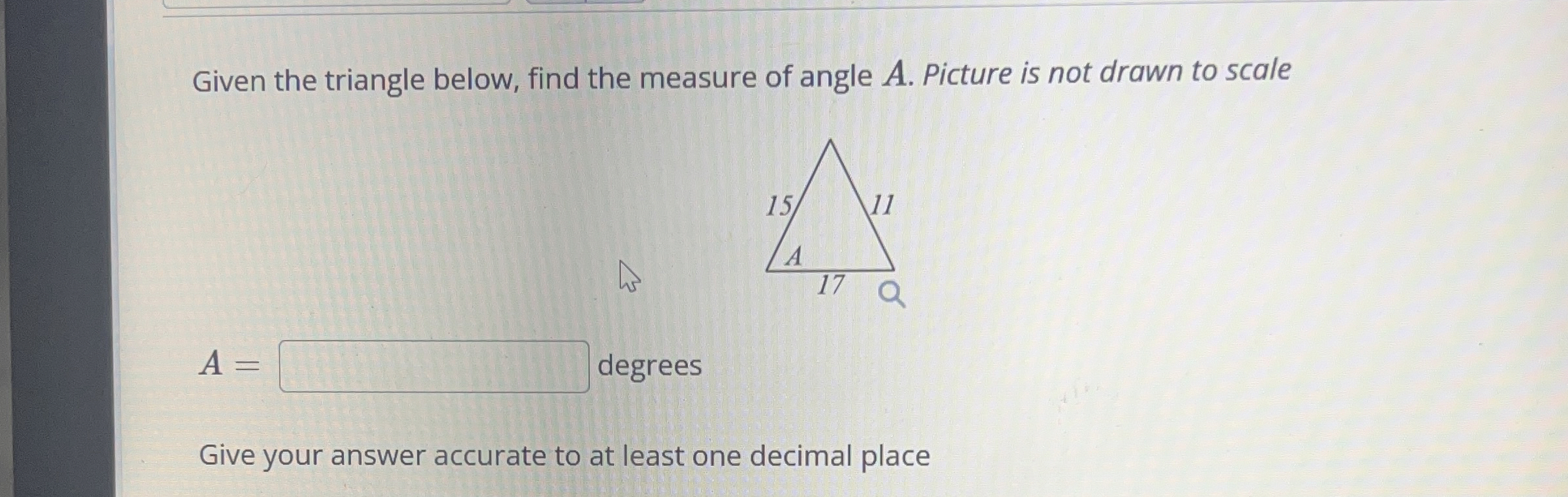 Solved Given the triangle below, find the measure of angle | Chegg.com