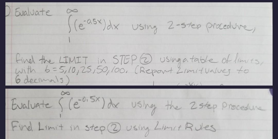 Solved find the LIMIT in STEP (2) usinga table of limits, | Chegg.com