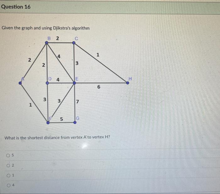 Solved Given the graph and using Djikstra's algorithm What | Chegg.com Solved Given the graph and using Djikstra's algorithm What | Chegg.com