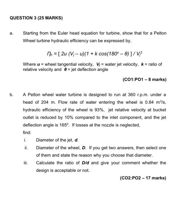 Solved QUESTION 3 (25 MARKS) a. Starting from the Euler head | Chegg.com