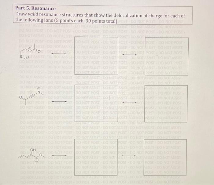 Solved Part 5. Resonance Draw valid resonance structures | Chegg.com