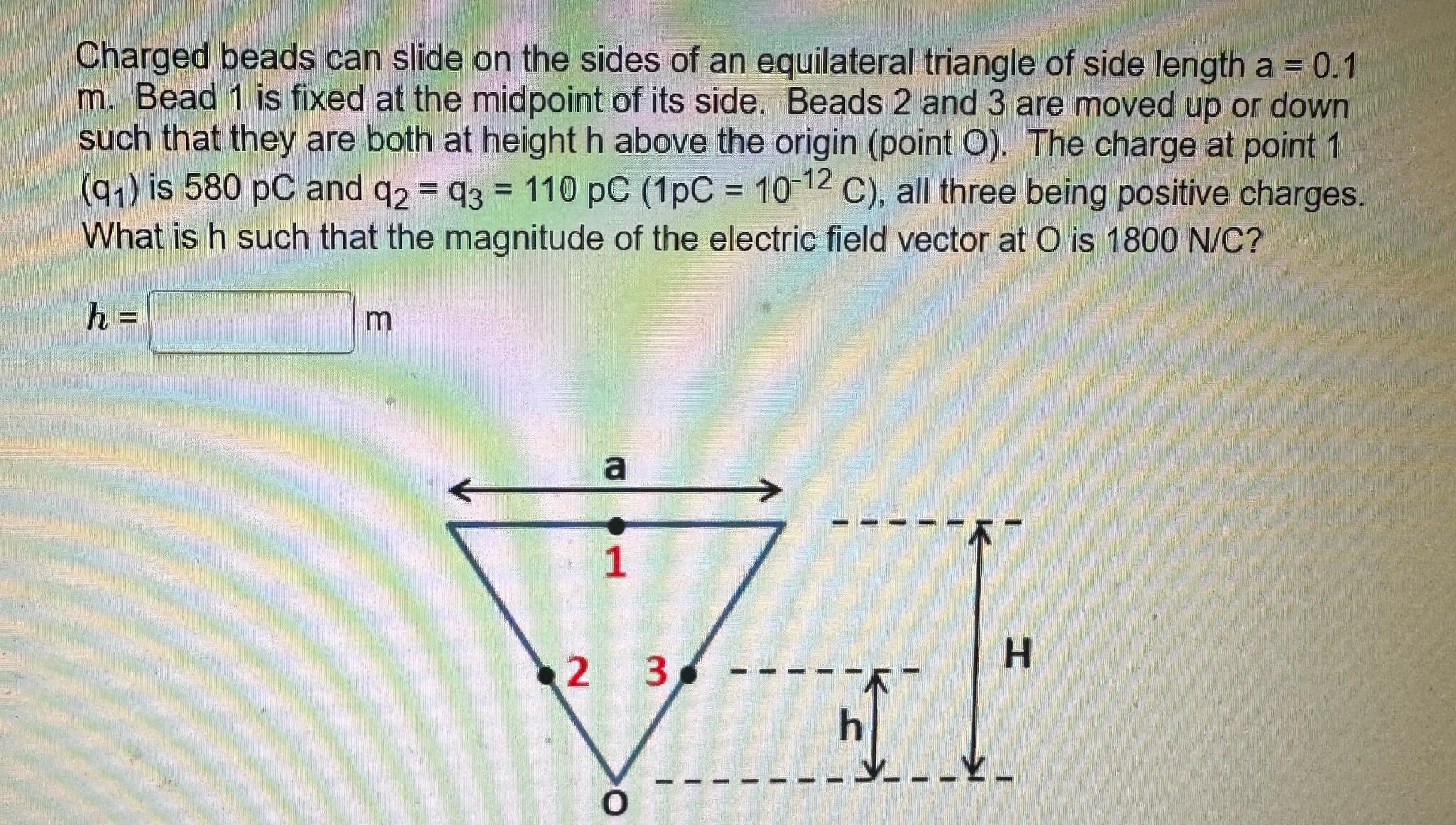 Solved Charged beads can slide on the sides of an | Chegg.com