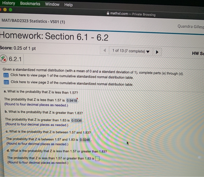 Solved History Bookmarks Window Help mathxl.com- Private | Chegg.com