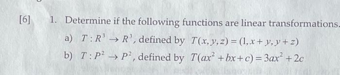 Solved 1. Determine if the following functions are linear | Chegg.com