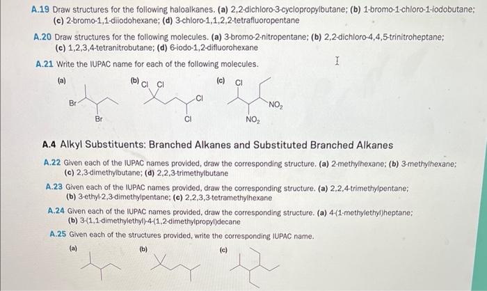 A.19 Draw structures for the following haloalkanes. | Chegg.com