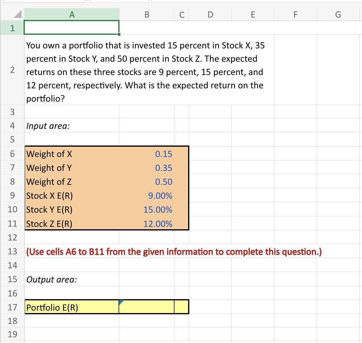 Solved Please provide excel formulas. You own a portfolio | Chegg.com