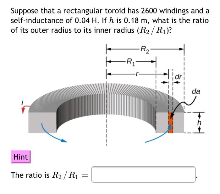 Solved Suppose that a rectangular toroid has 2600 windings | Chegg.com