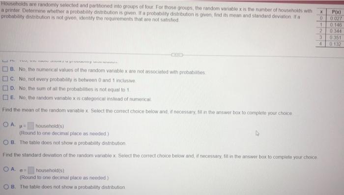 [Solved]: Households are randomly selected and partitioned