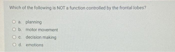 Solved Which of the following is NOT a function controlled | Chegg.com