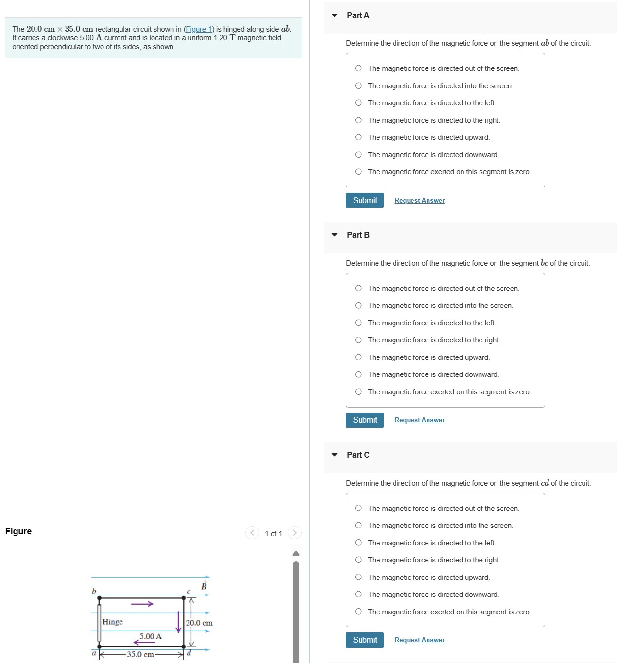 Solved Part AThe 20.0cm×35.0cm ﻿rectangular circuit shown in | Chegg.com
