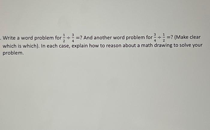 Solved Write a word problem for 21÷43= ? And another word | Chegg.com